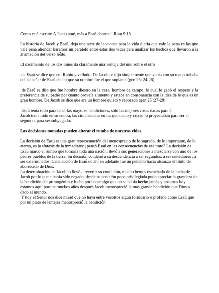 Jacob y Esaú | PDF