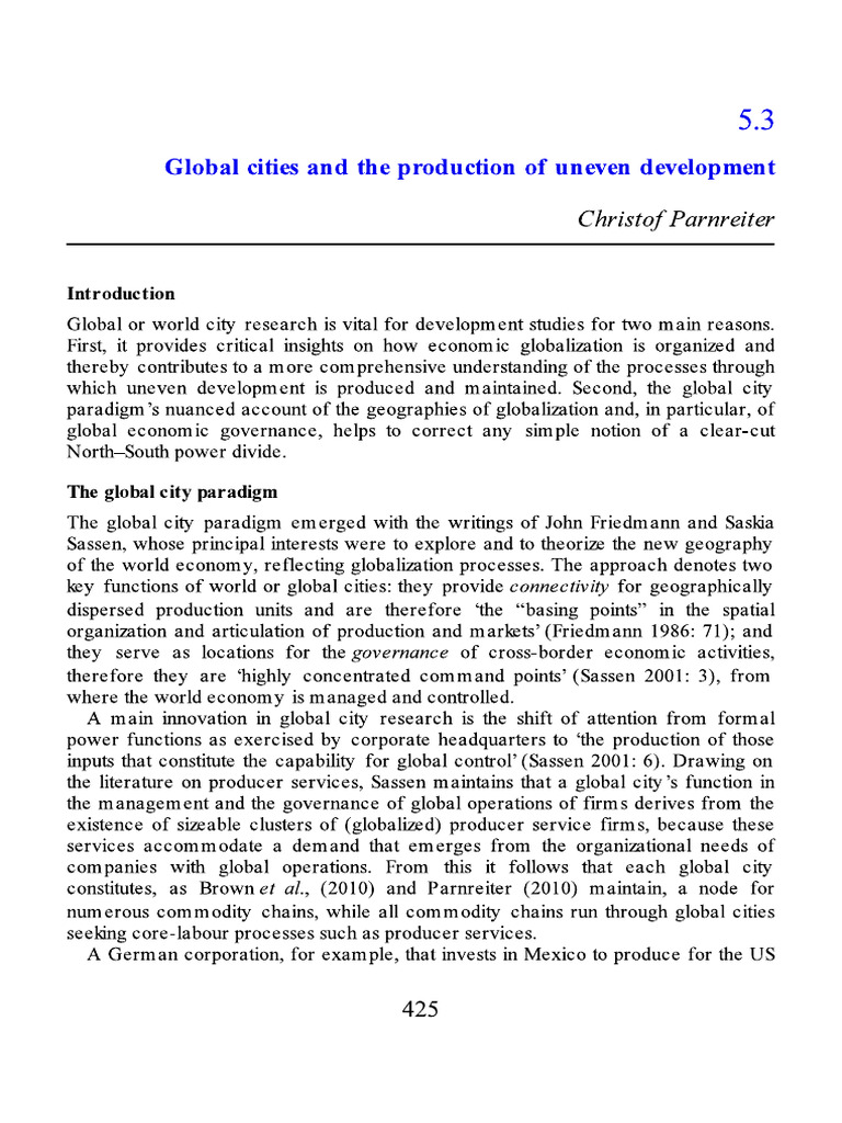 5.3 Global Cities and The Production of Uneven Development | PDF