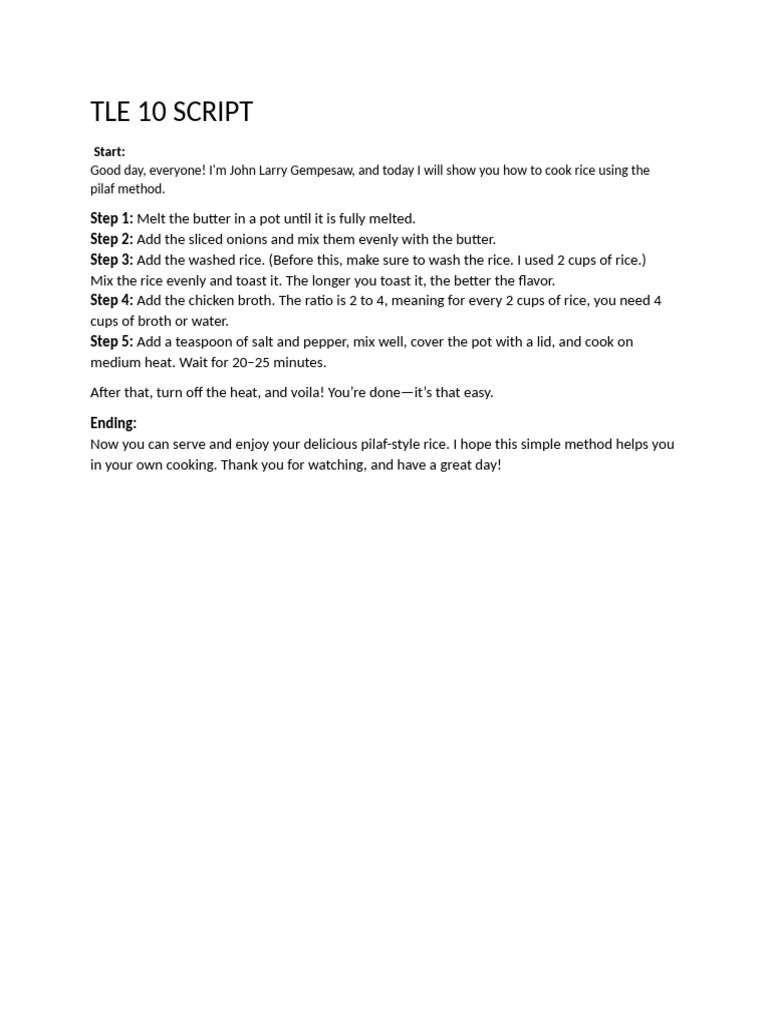 Tle 10 Script | PDF