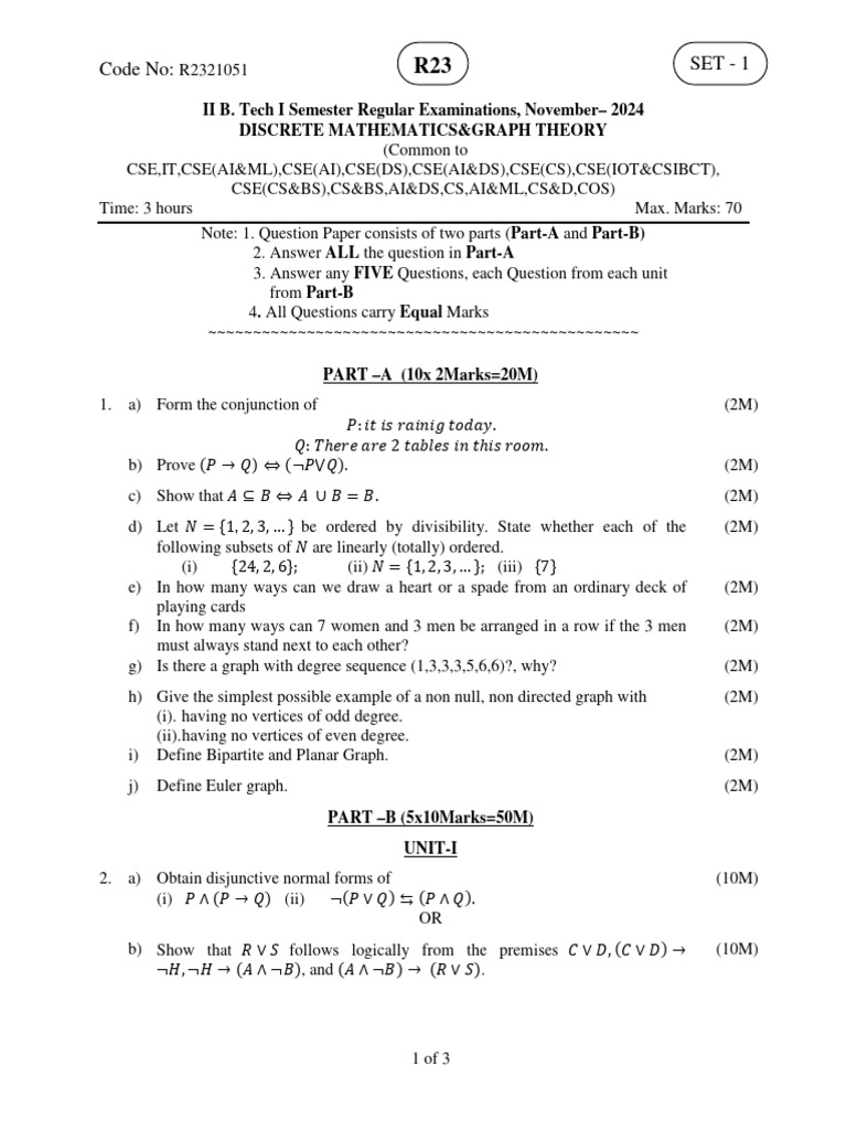 Discrete Mathematics&Graph Theory | PDF | Discrete Mathematics | Combinatorics