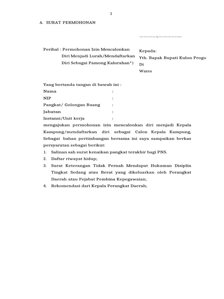 Permohonan ASN Jadi Kepala Kampung | PDF