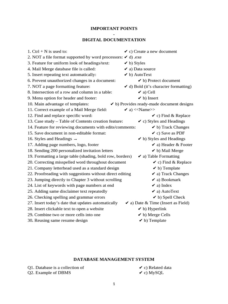 Important Points | PDF | Databases | Sql