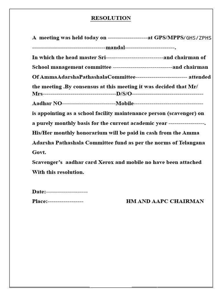 Scavengers Resolution 1 | PDF