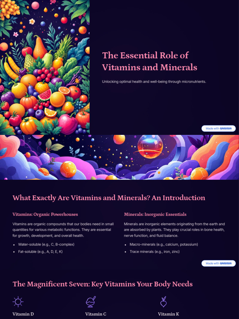 The Essential Role of Vitamins and Minerals | PDF | Vitamin | Dietary ...