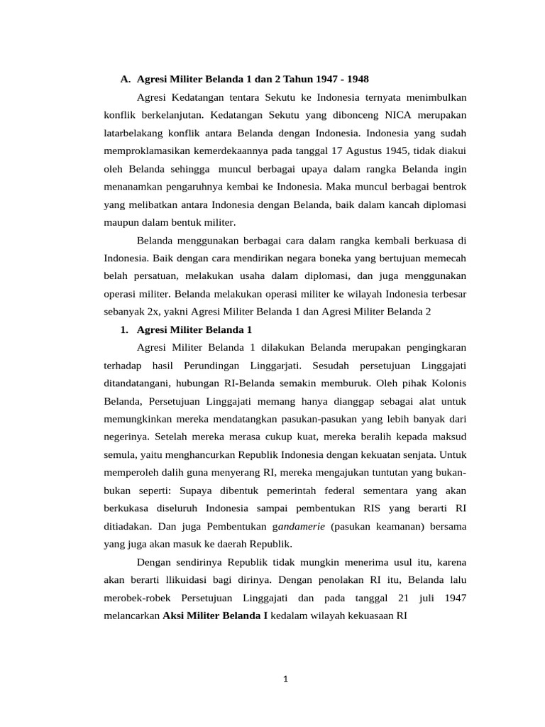 Agresi Militer Belanda 1947-1948 di Indonesia | PDF