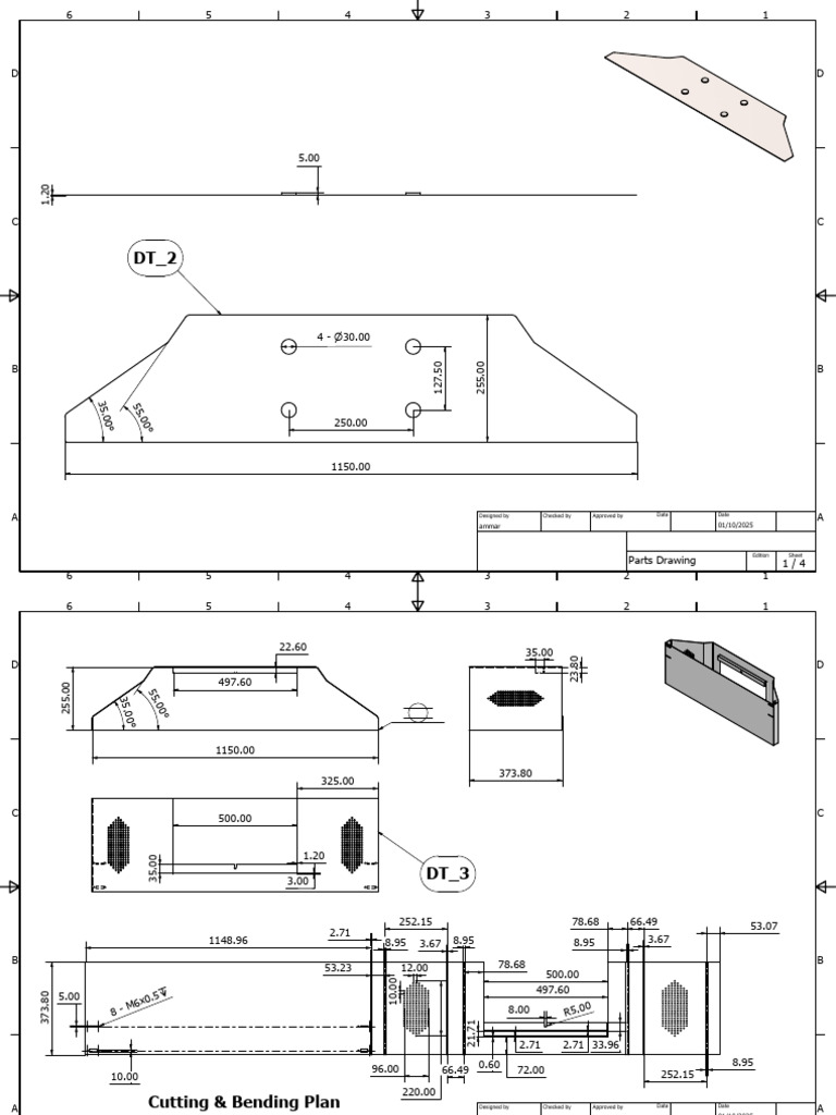 Parts Drawing and Cutting Plan | PDF