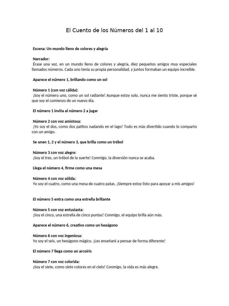 Cuento de Números del 1 al 10 | PDF