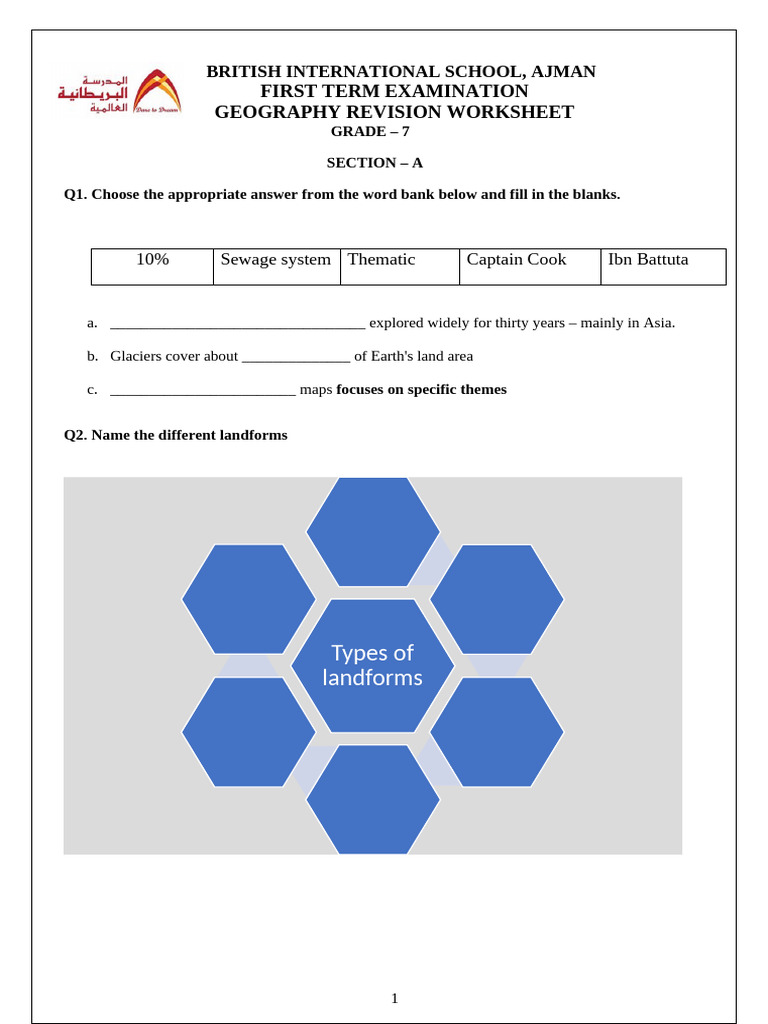 Grade 7 Revision Worksheet (1) | PDF | Glacier | Ice