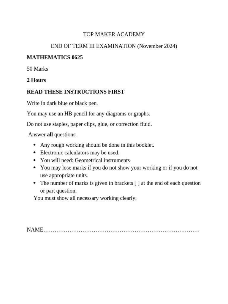 Maths Pp2 | PDF | Area | Quadratic Equation