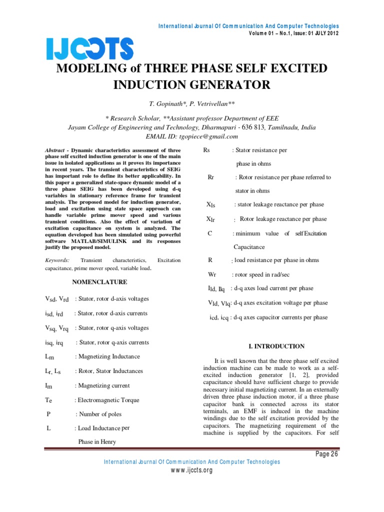 5.modeling of Three Phase Self Excited Induction Generator (26-32) | Download Free PDF ...