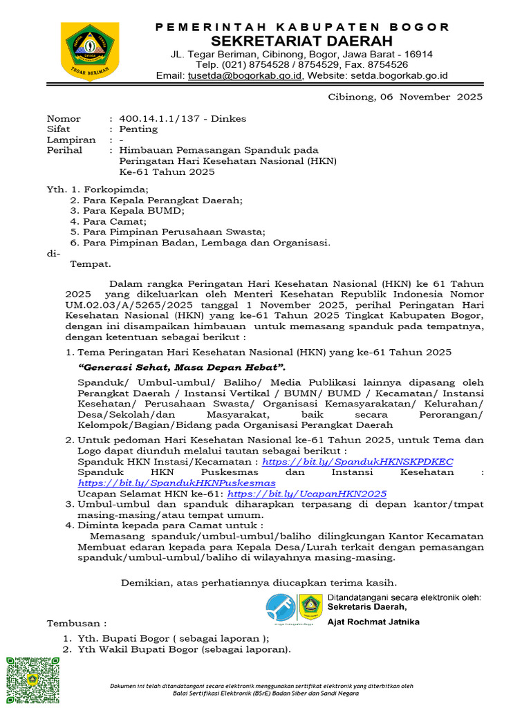 Himbauan Spanduk HKN ke-61 Kabupaten Bogor | PDF