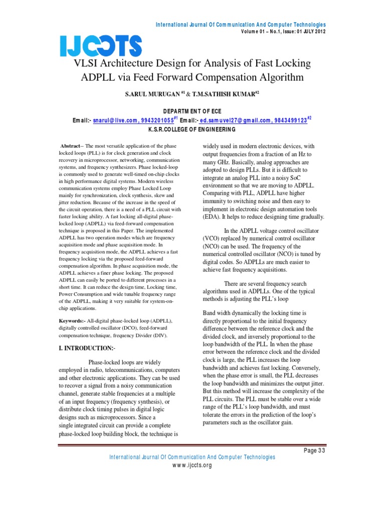 6.VLSI Architecture Design For Analysis of Fast Locking ADPLL Via Feed Forward Compensation ...