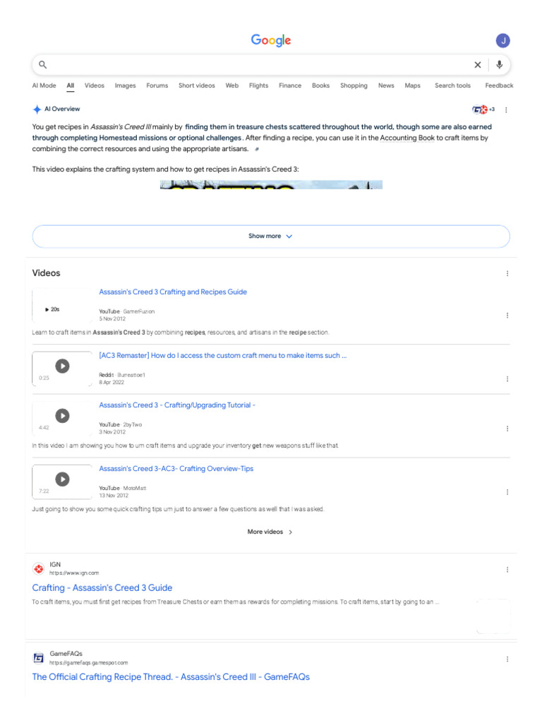 how to get recipe in ac3 - Google Search | PDF