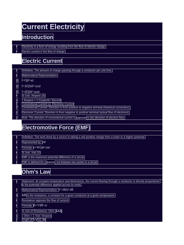 Current Electricity | PDF | Electrical Resistivity And Conductivity | Electric Current