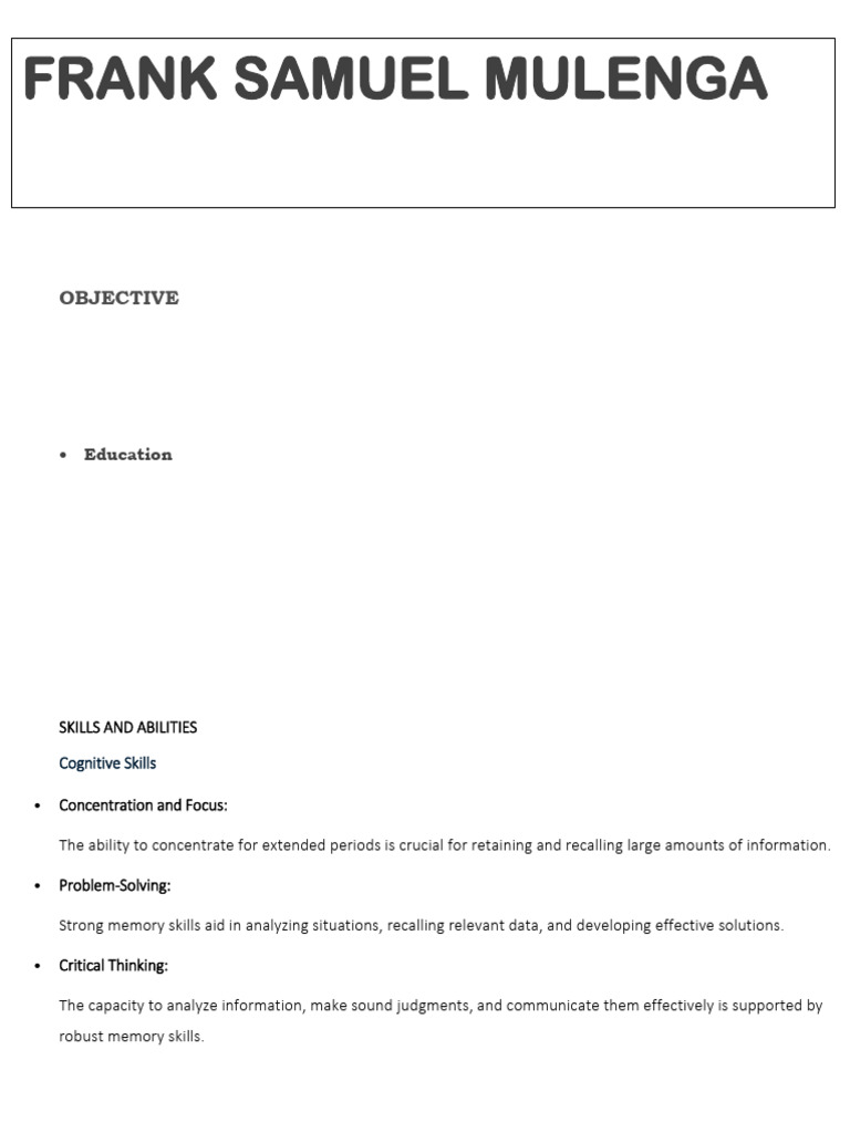 Frank Mulenga Cv | PDF | Military Intelligence | Surveillance