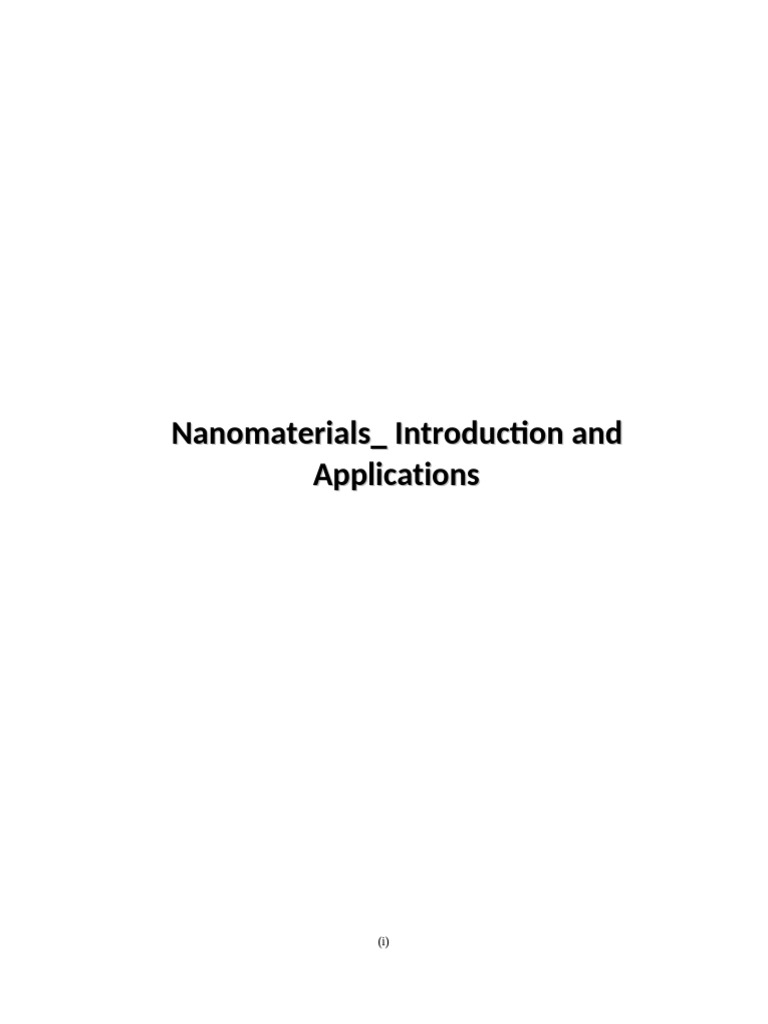 Nanomaterials - Introduction and Applications | PDF | Nanomaterials | Nanotechnology
