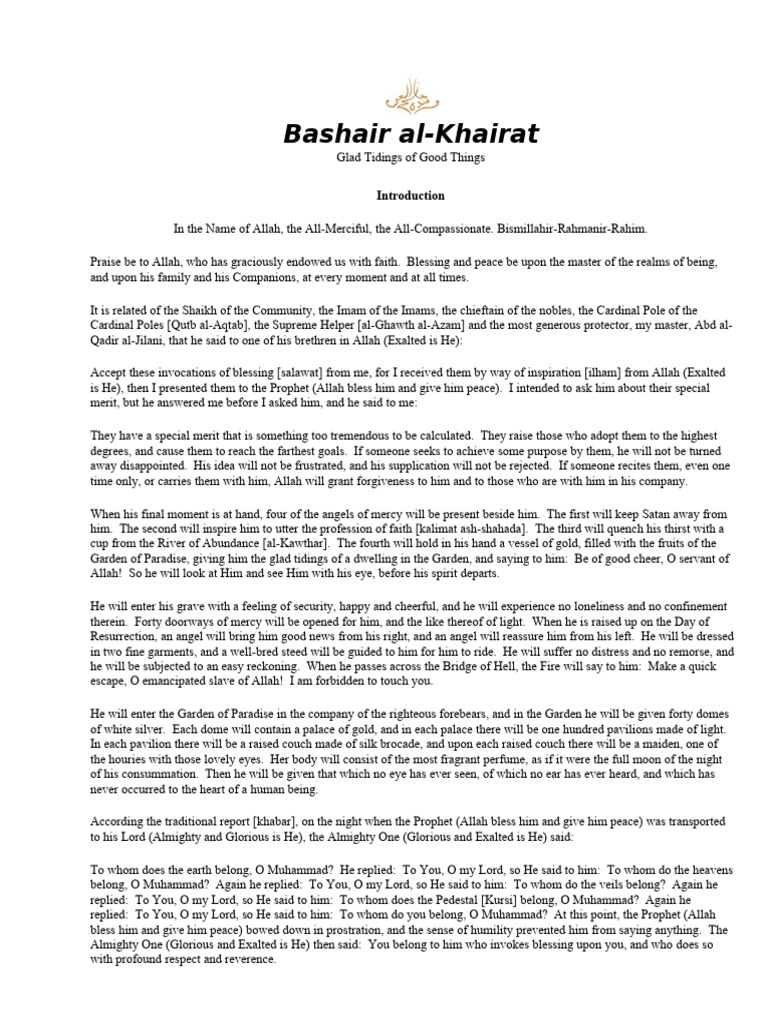 Bashair Al Khairat PDF Free | PDF | Religious Belief And Doctrine