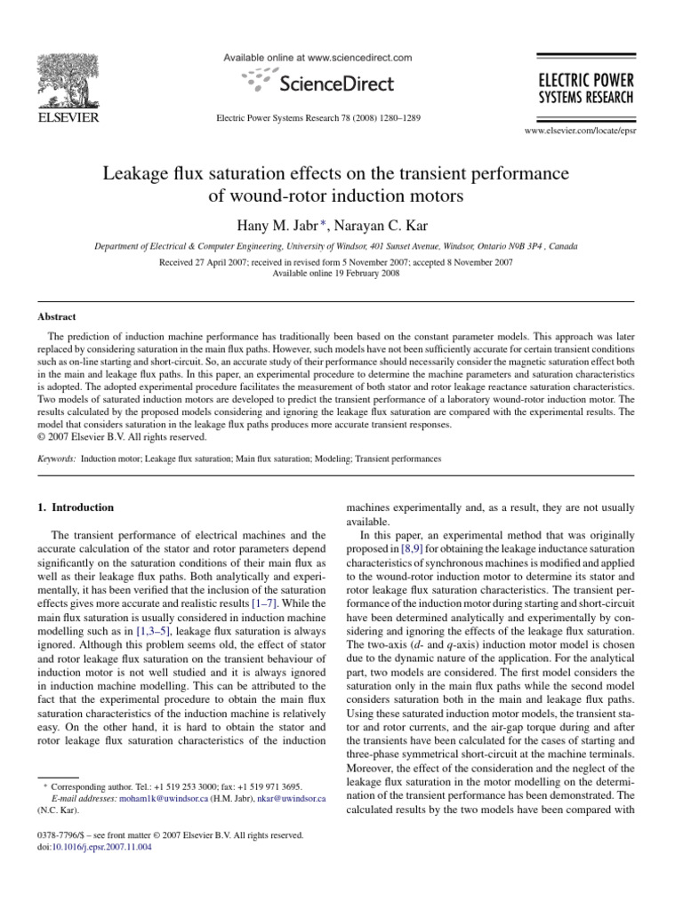 Leakage Flux Saturation Effects On The Transient Performance | PDF ...