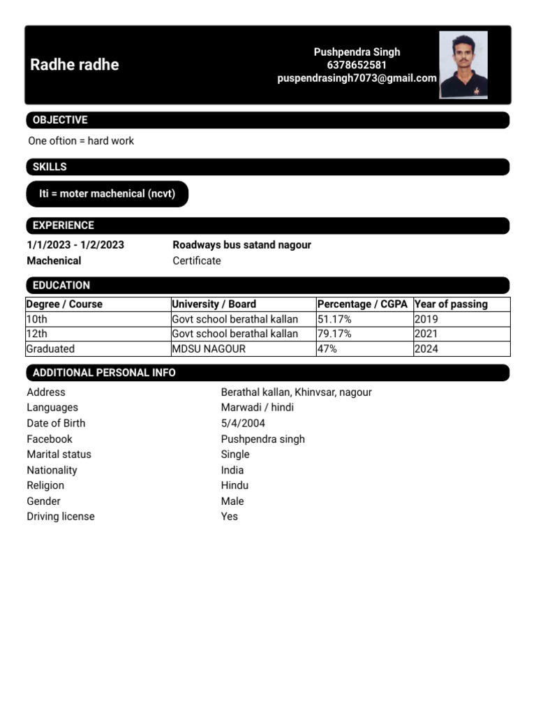 Pushpendra Singh - Mechanical Resume | PDF