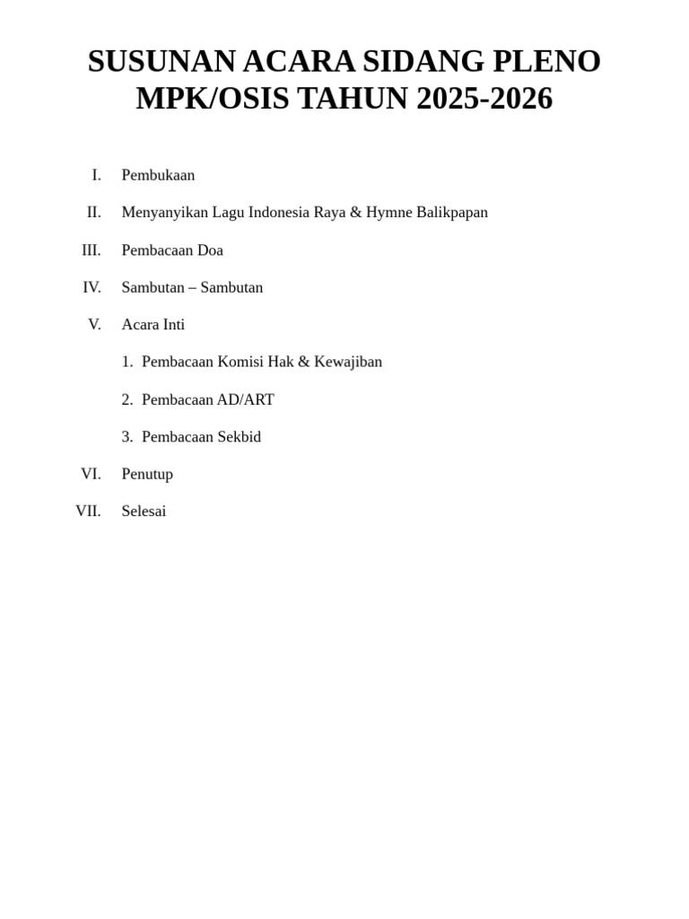 Susunan Acara Sidang Pleno | PDF
