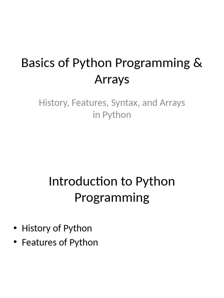 Basics of Python Programming and Arrays | PDF