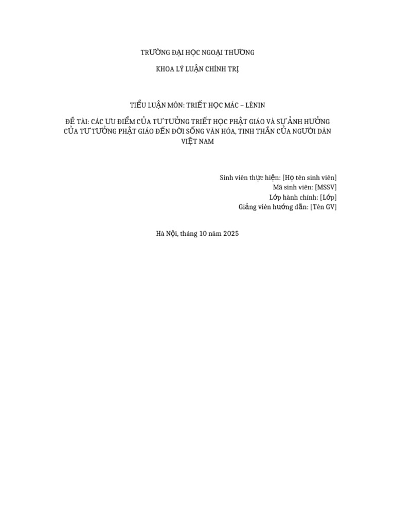 Tieu Luan Triet Hoc Phat Giao FTU | PDF
