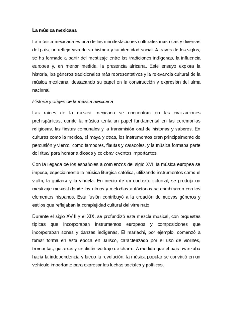Historia y géneros de la música mexicana | PDF | México | Instrumentos ...