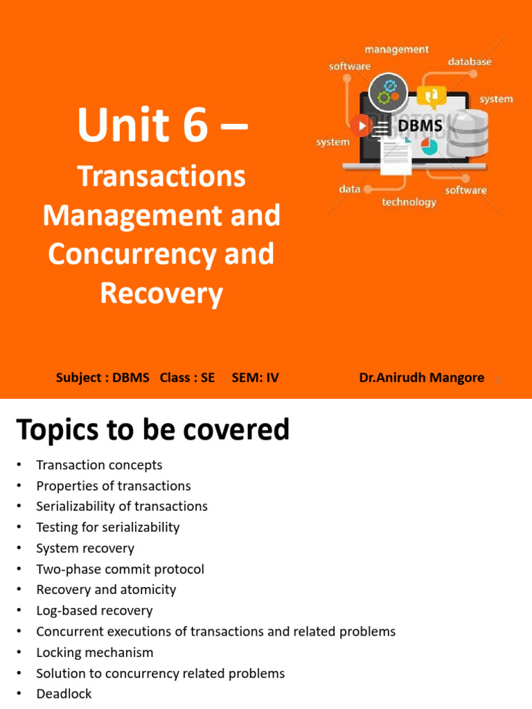 Chapter 6 -Transactions Management and Concurrency and Recovery | PDF | Database Transaction | Acid