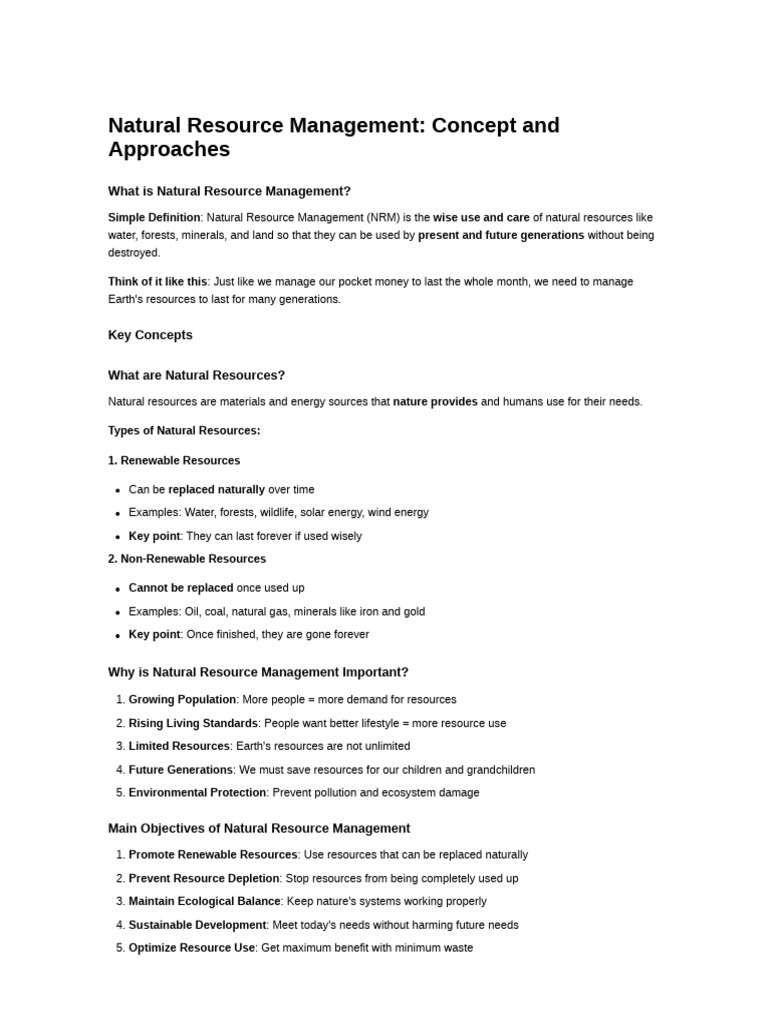 Natural Resource Management Overview | PDF | Natural Resource ...