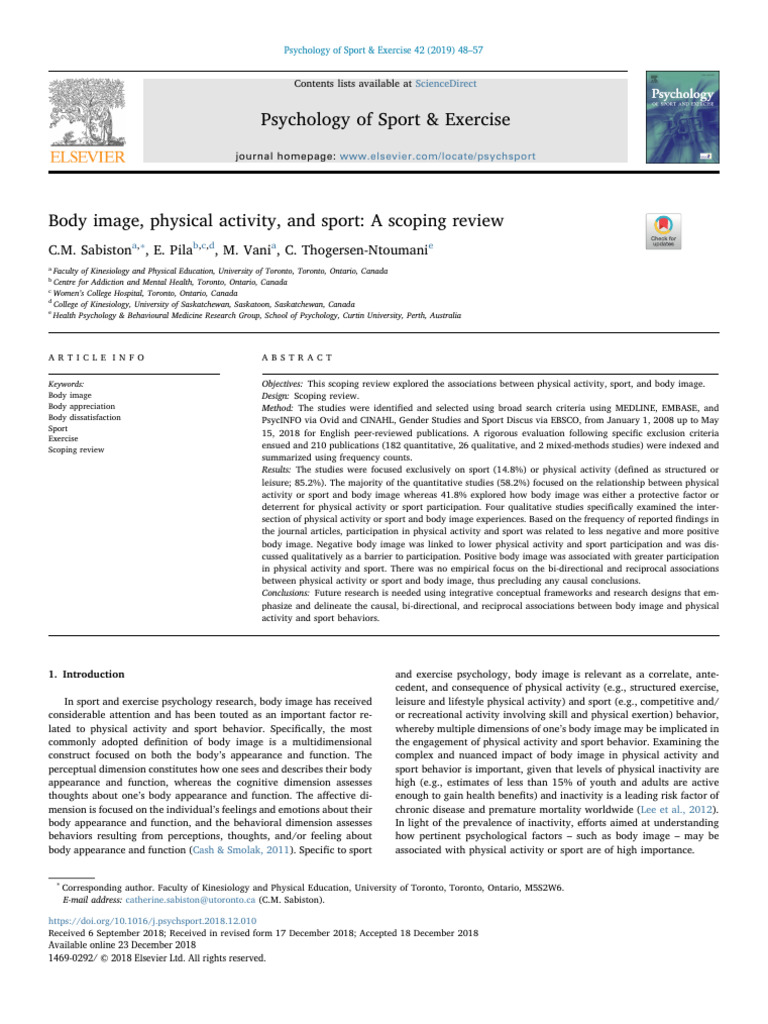 Body Image and Physical Activity Review | PDF | Body Image | Systematic ...