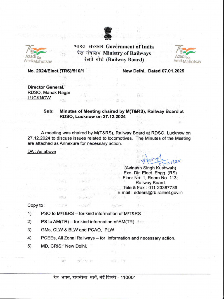 RB Letter For RDSO MoM | PDF | Rail Transport | Sustainable Transport