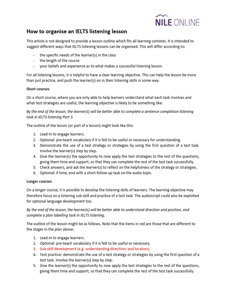 How to organise an IELTS listening lesson | PDF | Learning ...