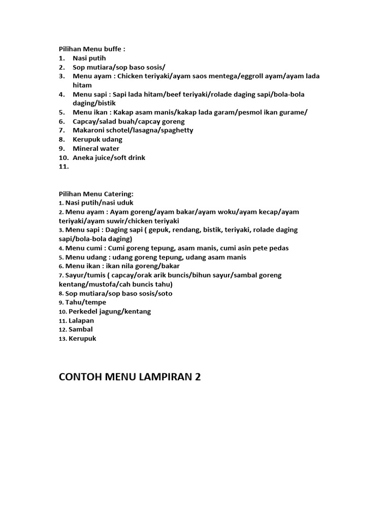 Menu Buffet dan Catering Variatif | PDF