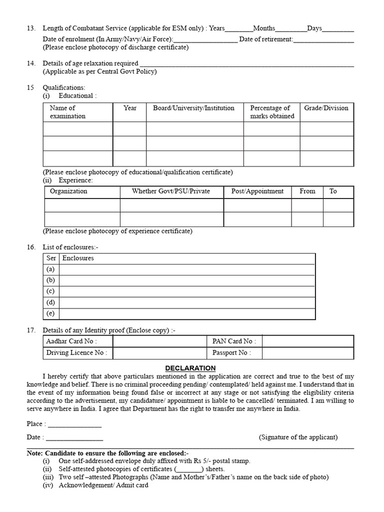 Indian Army DG EME Group C Bharti 2025 Form | PDF | Identity Document ...