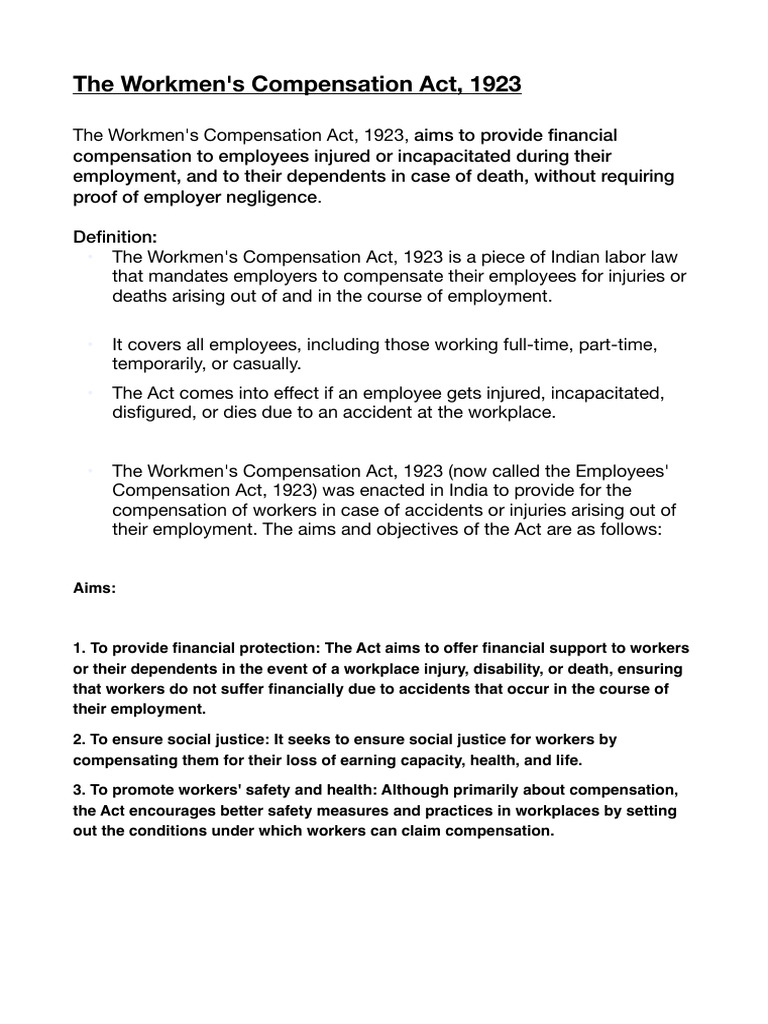 Workmen Compensation Act 1923 | PDF | Workers' Compensation | Employment