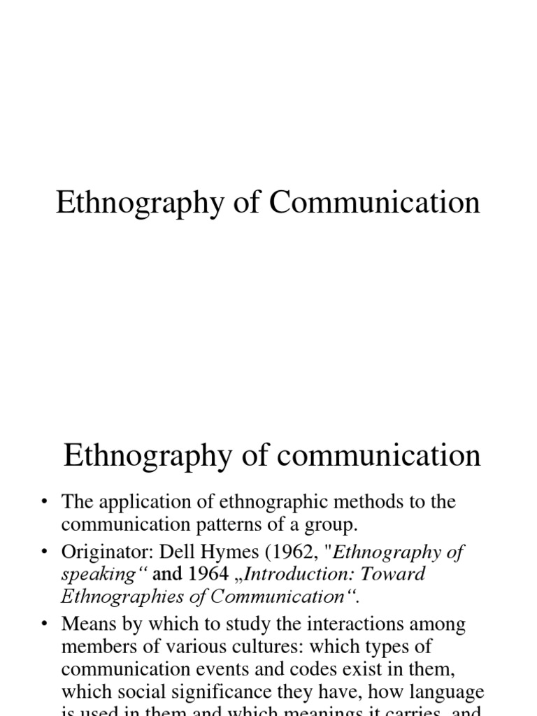 Ethnography of Communication | Ethnography | Linguistics