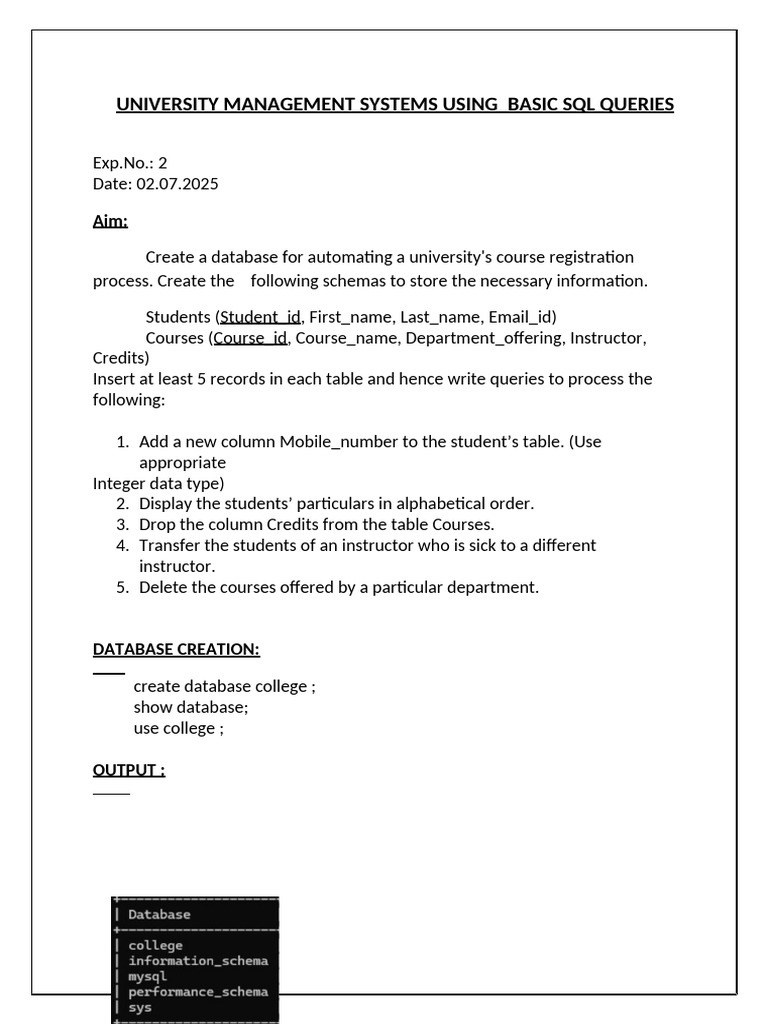 Exp-1 Students Record | PDF | Sql | Table (Database)