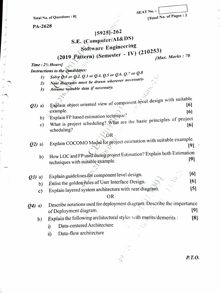 QUE-3 Paper Solution 2 Sppu Software Engineering | PDF | Interface ...
