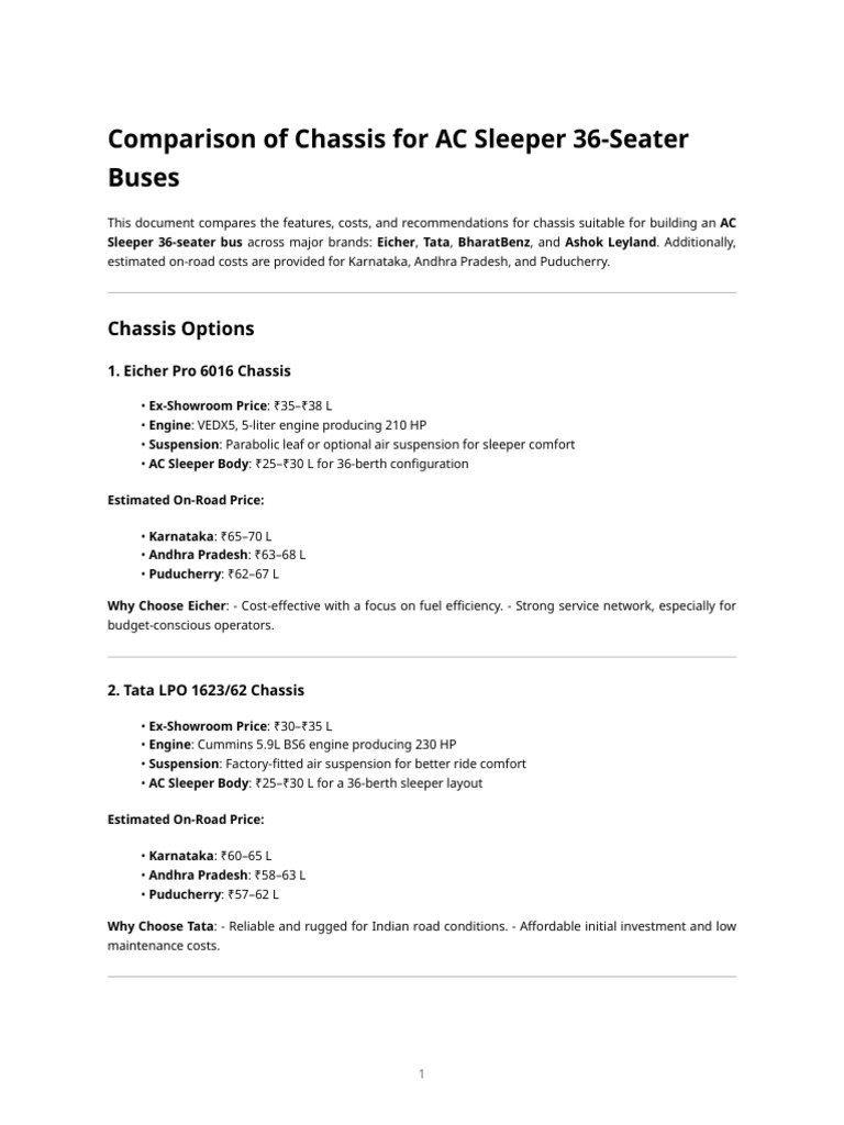 Ac Sleeper Chassis | PDF | Wheeled Vehicles | Vehicles