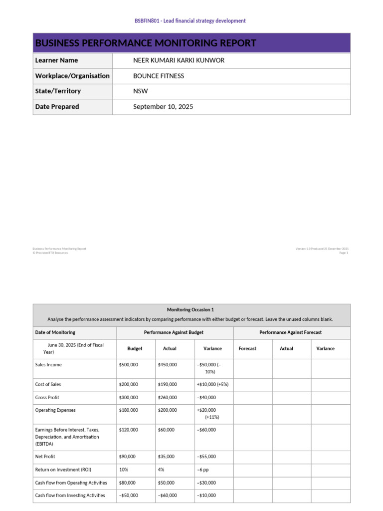 Financial Strategy Monitoring Report | PDF | Budget | Return On Investment