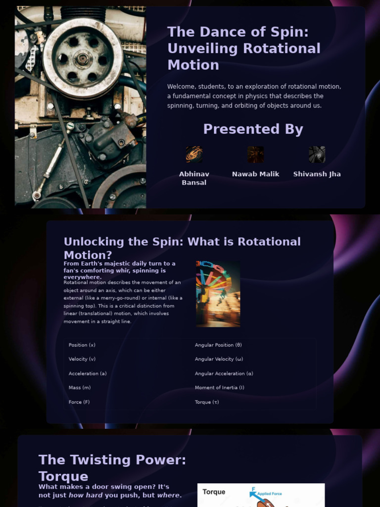 The Dance of Spin Unveiling Rotational Motion (1).Pptx | PDF | Rotation Around A Fixed Axis ...
