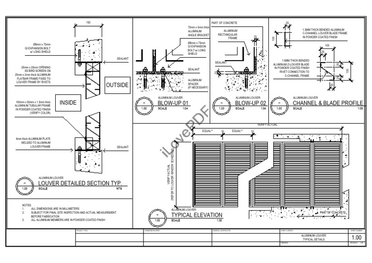 Aluminum Louver Revision 0.0 Page 1_watermark | PDF | Rivet | Materials