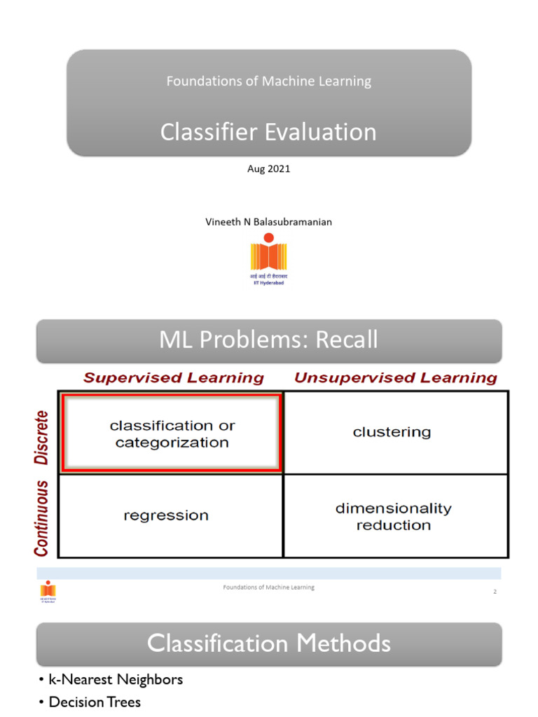 Lec02-ClassifierEvaluation | PDF | Cross Validation (Statistics) | Sensitivity And Specificity