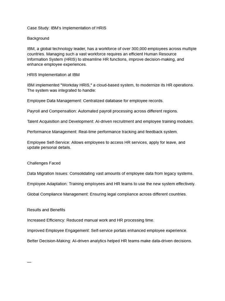 IBM's HRIS Implementation Case Study | PDF