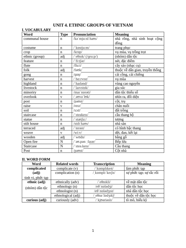 Grade 8 Unit 4 P1 | PDF | Vietnamese People | Vietnam
