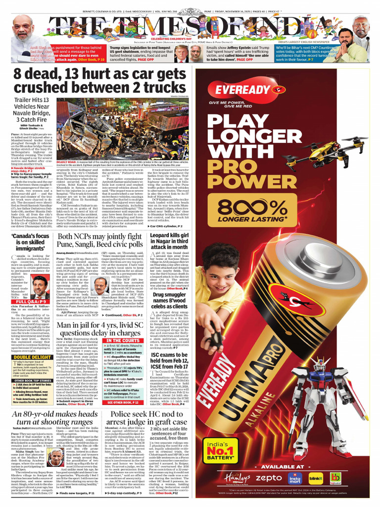 Pune - Times of India - 14-11-2025 - Newspaper | PDF