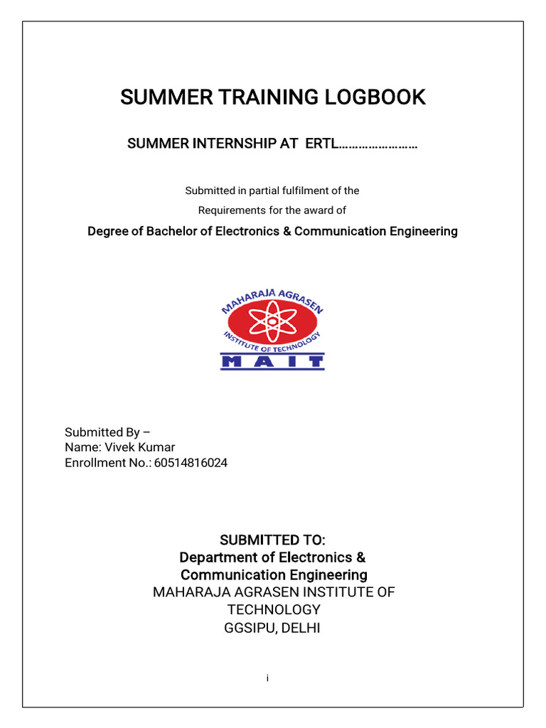 LOGBOOK_SUMMER TRAINING | PDF | Engineering
