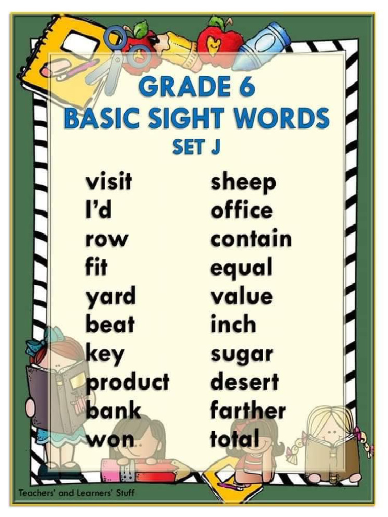 Basic Sight Word Grade 6 | PDF