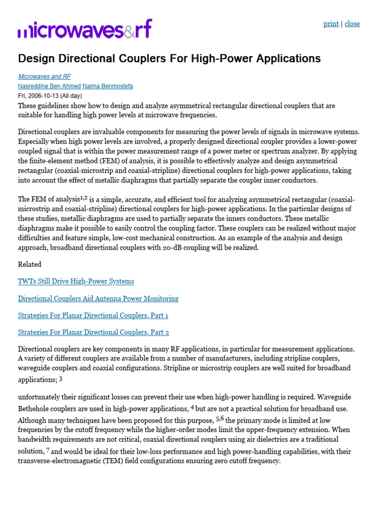 MWRF 3286 Designdirectionalcouplersforhigh Powerapplications | PDF ...