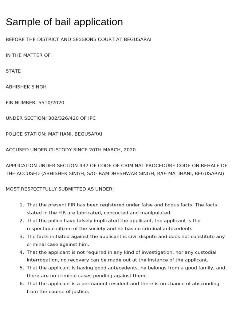 Sample of bail application | PDF | Bail | Criminal Procedure In South Africa